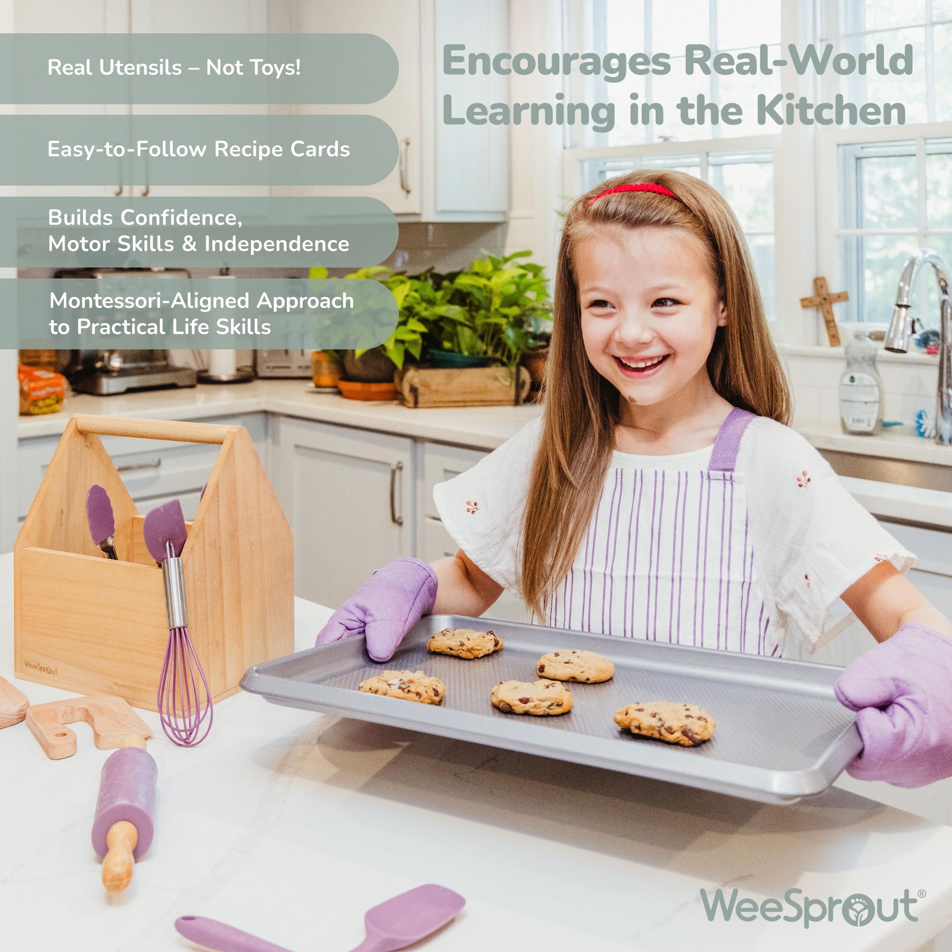 WeeSprout | Little Chef Kids Cooking and Baking Starter Kit | 14 Piece Set