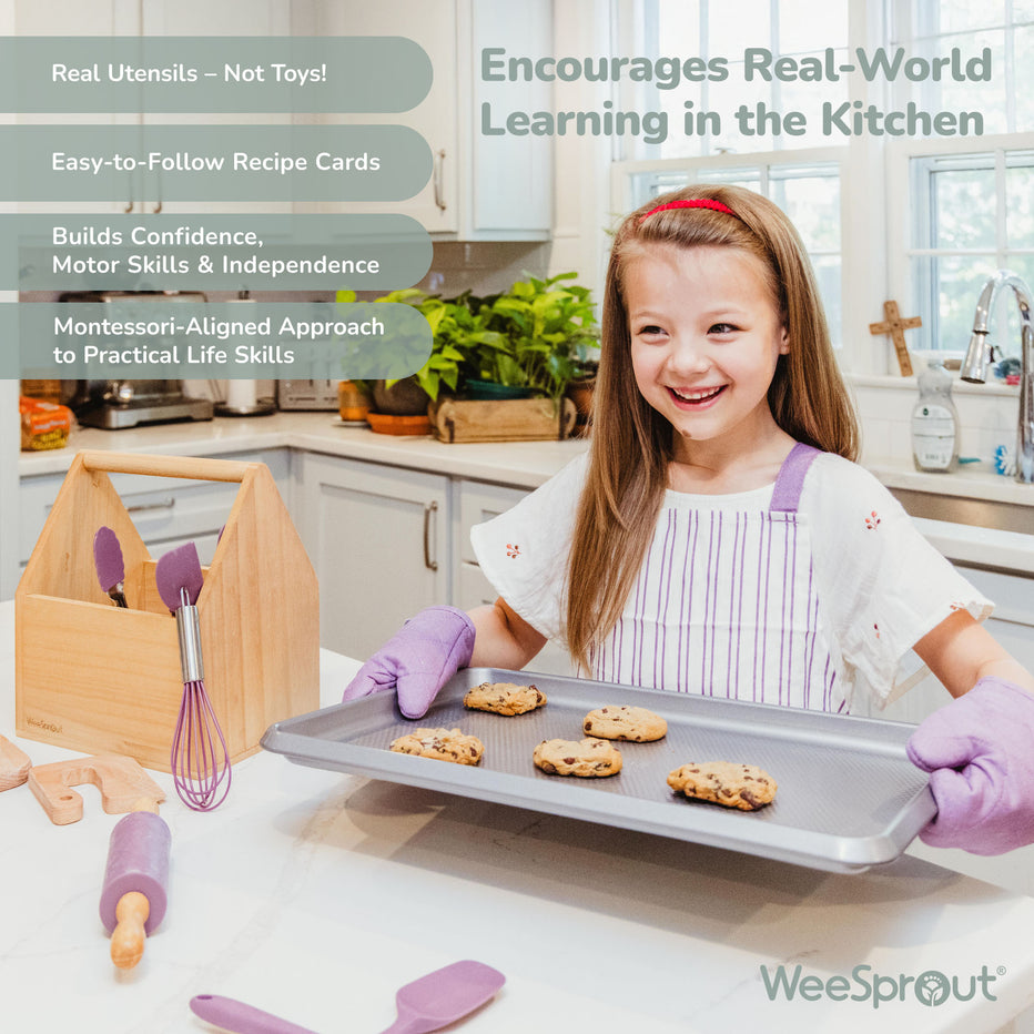 WeeSprout | Little Chef Kids Cooking and Baking Starter Kit | 14 Piece Set