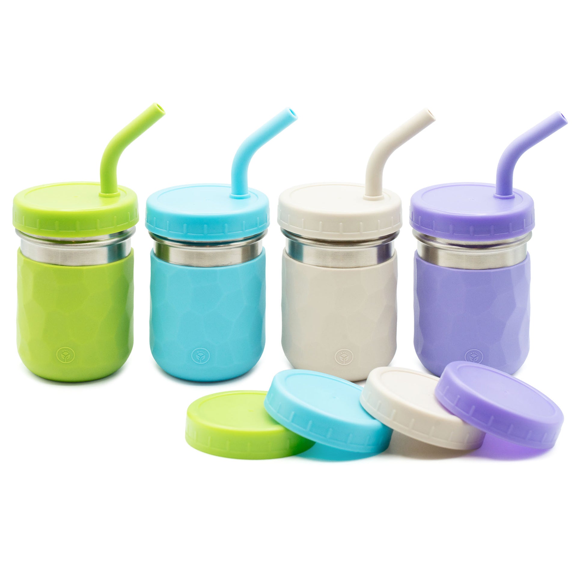 WeeSprout | 3-in-1 Stainless Steel Cups for Kids | Set of 4 | 8 oz or 12 oz