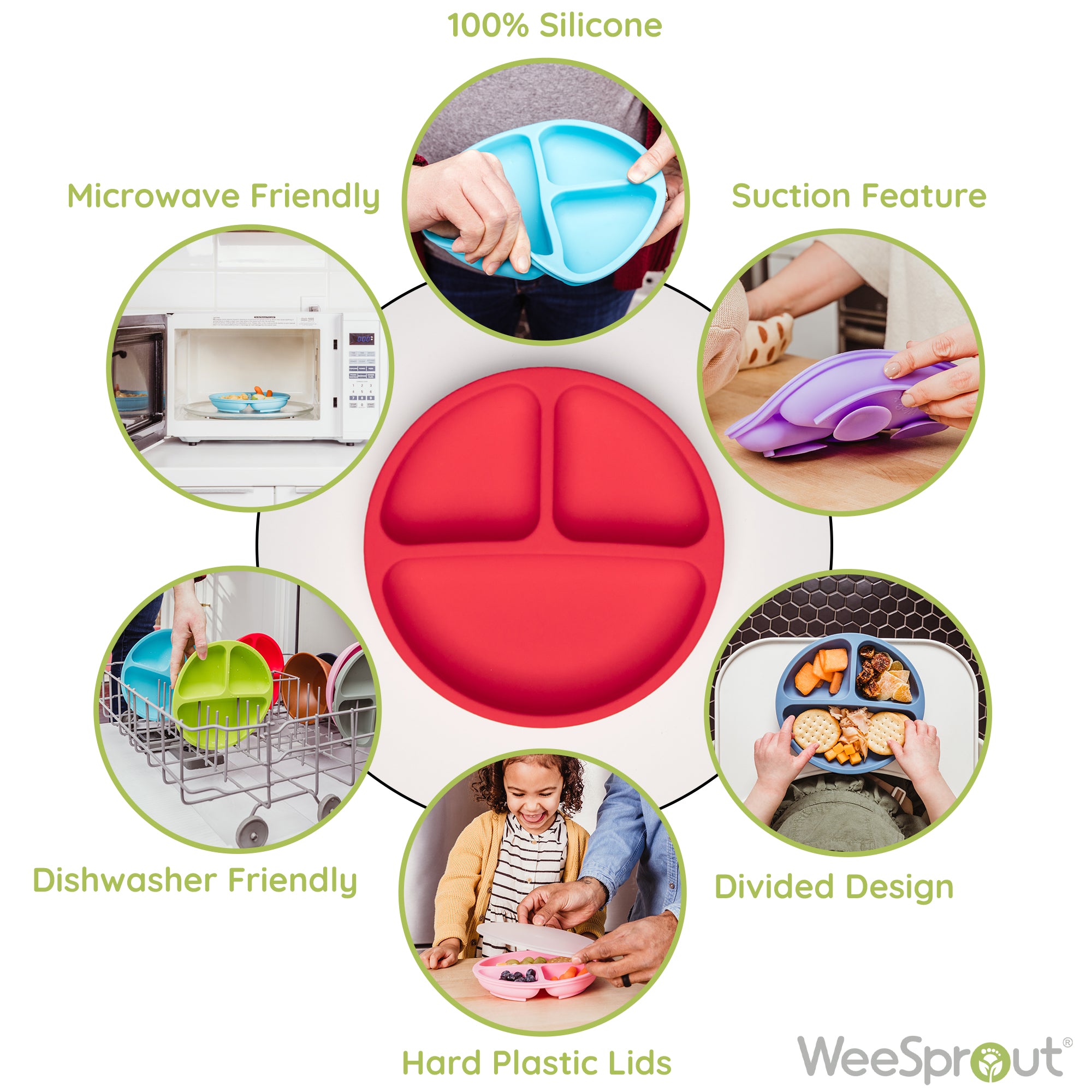 Silicone Suction Plates with Lids | WeeSprout